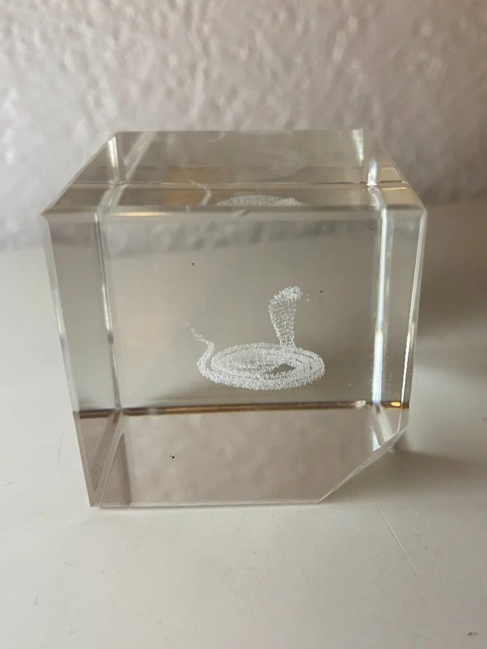 Office | 3d Laser Etched Crystal Glass Cube Paperweight Cobra Snake ...